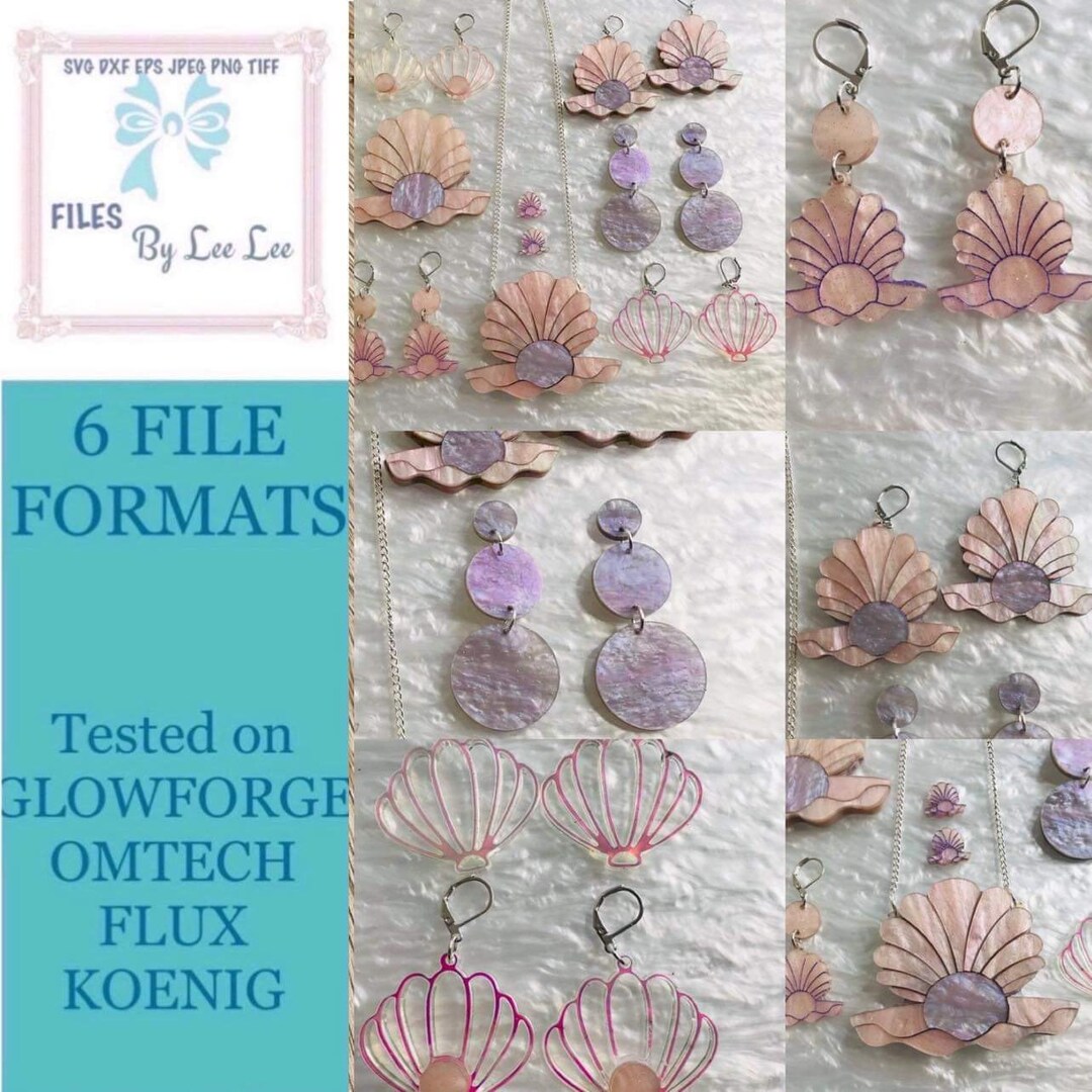 Digital Laser Cut File, Shell Jewelry SVG Bundle, Earring Svg, Necklace ...