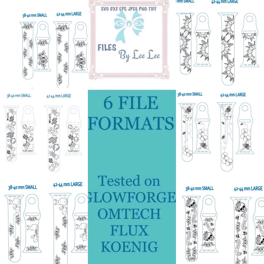 Digital Watch Band File, Laser Engrave File, 6 Design BUNDLE Iwatch ...