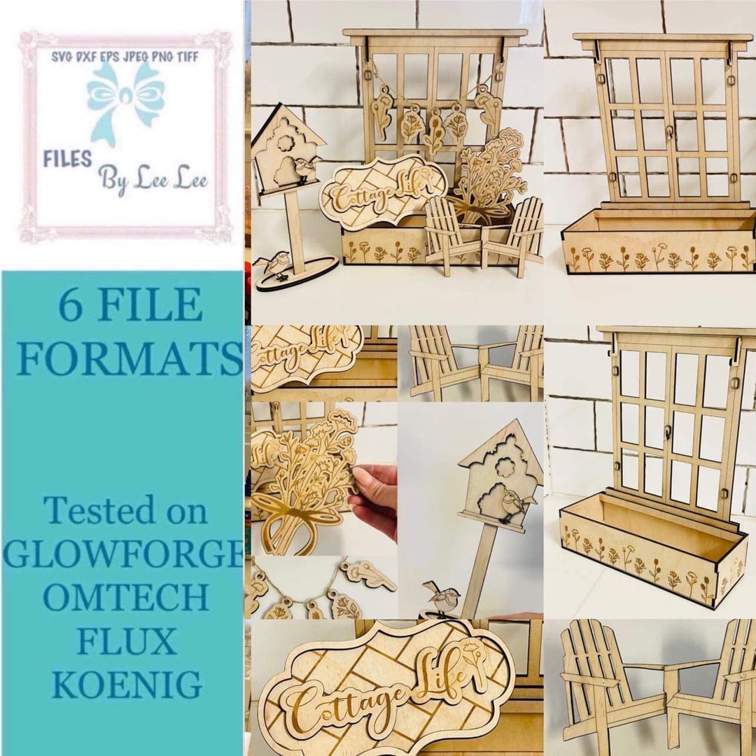 Digital Laser Cut File, Window Box & Tiered Tray SVG, Cottage Farmhouse ...