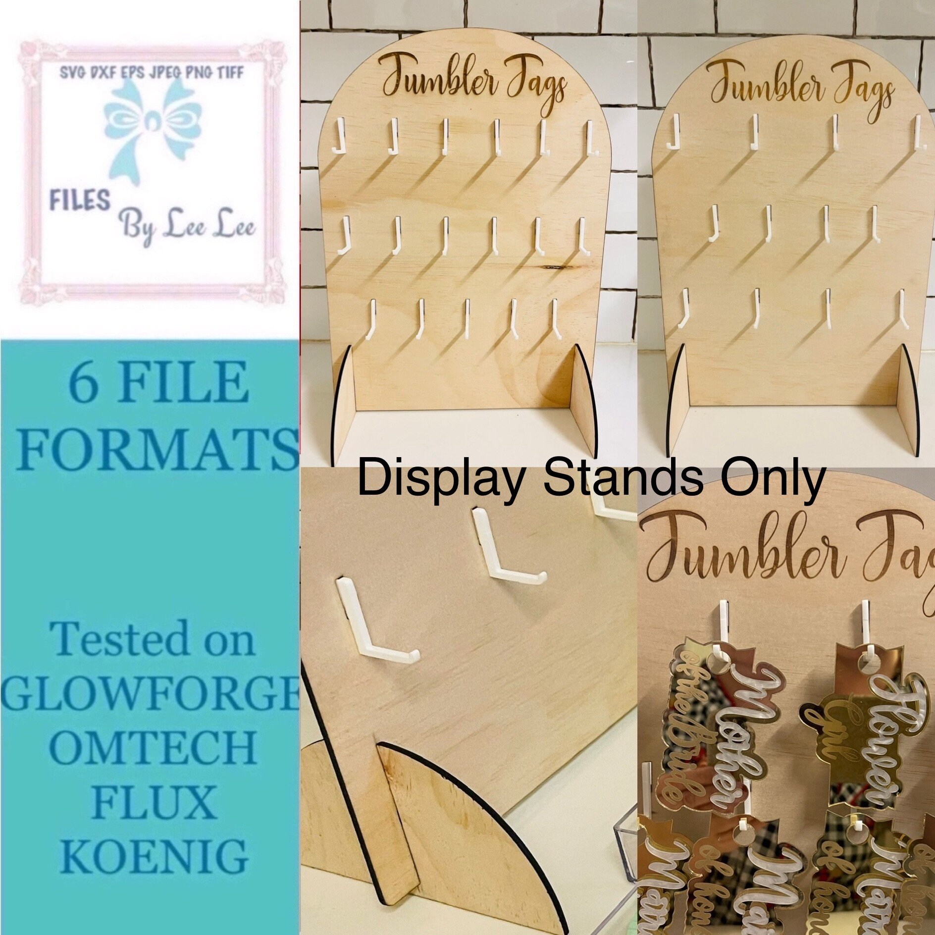 Digital Laser Cut File, Tumbler Tags Display Stand Svg, Market Display ...