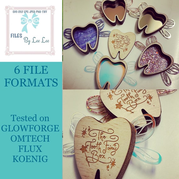 Digital Laser File Winged Tooth Fairy Box and Tooth Bag Tag. - Etsy