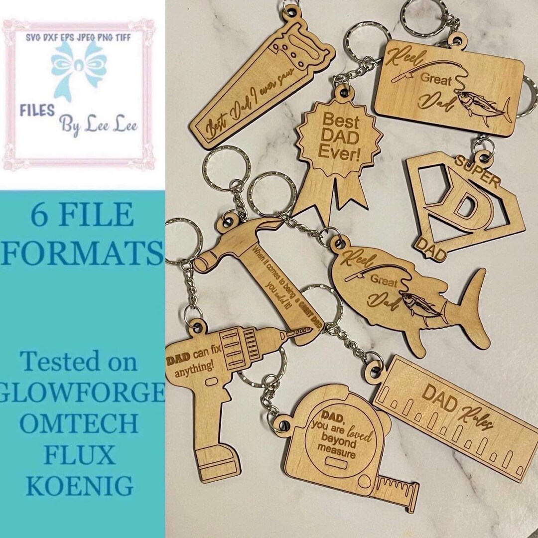 Digital Laser Cut File, Fathers Day Keyring Bundle, Svg, Fathers Day ...