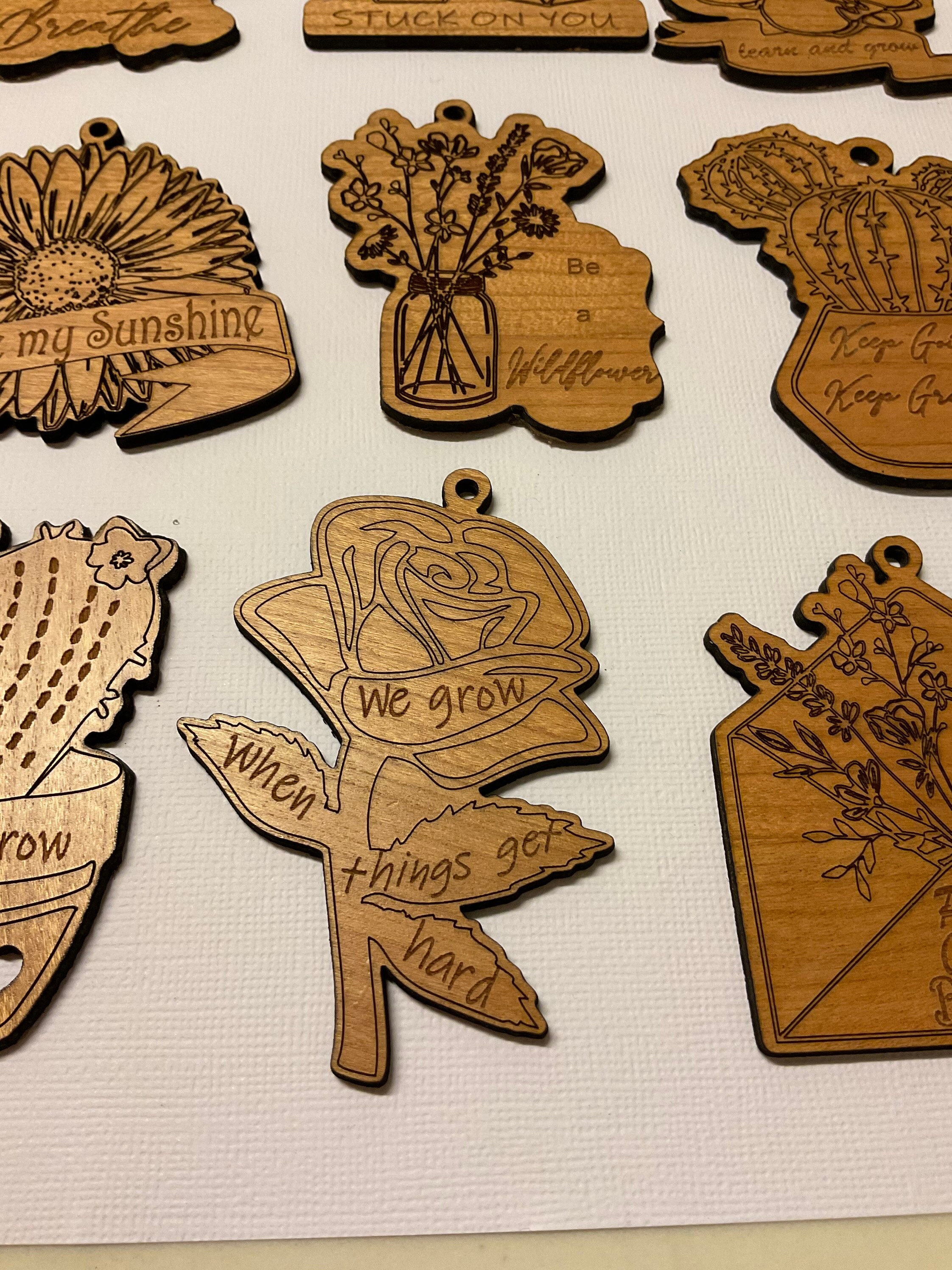 Digital Laser Cut File, 12 Keyring SVG BUNDLE ,floral Keychains ...