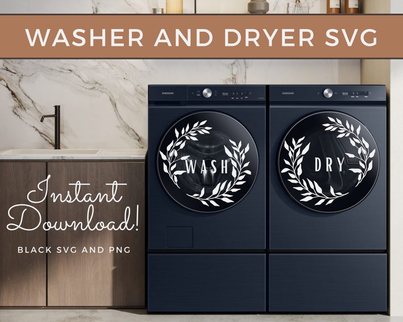 Washer and Dryer Decal SVG Laundry Sign PNG Instant Download Floral ...