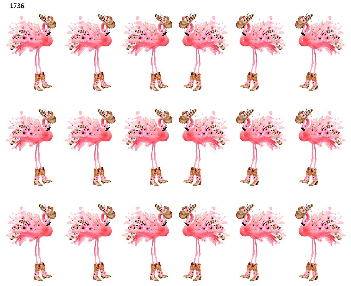 Country Pink Flamingo - Ceramic Decal - Overglaze Decal - Fusible Decal ...