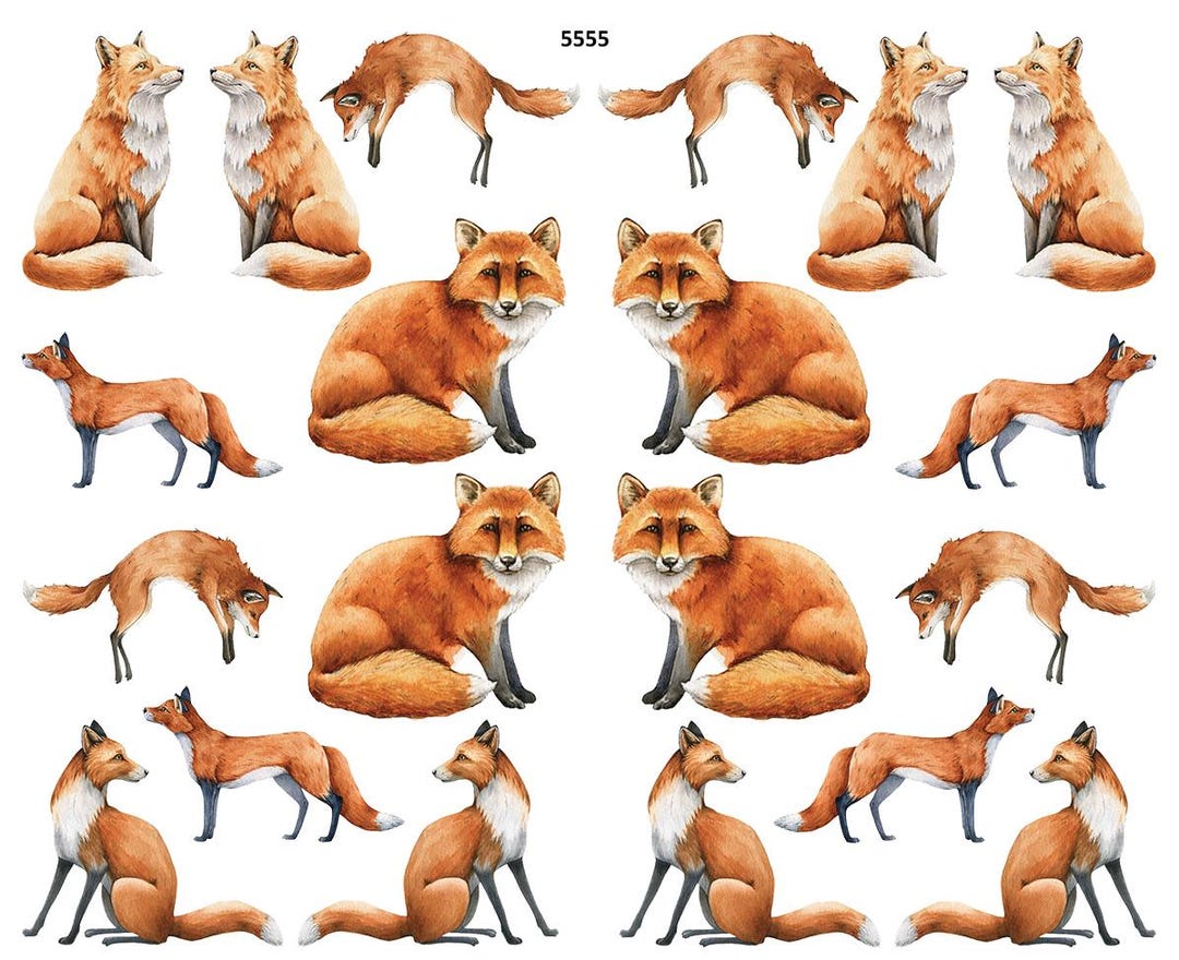 Red Foxes - Ceramic Decal - Overglaze Decal - Fusible Decal - Food Safe ...