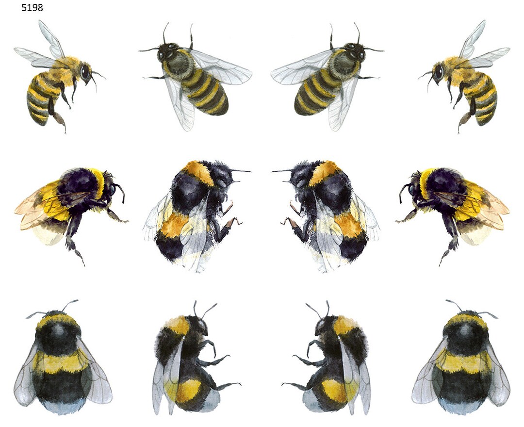 Swarm Sets of Bees II - Ceramic Decal - Overglaze Decal - Fusible Decal ...