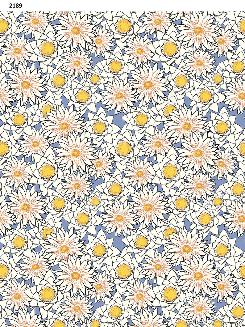 Seamless Japanese White Lotus Pattern - Ceramic Decal - Overglaze Decal ...