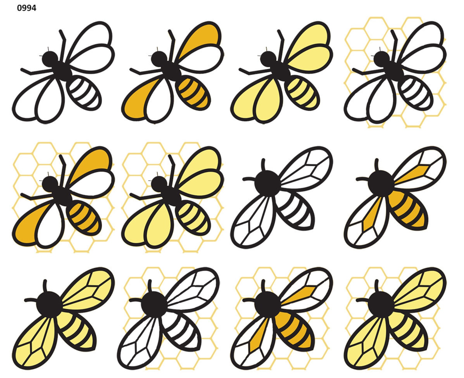 Bright Multilayered Bees Ceramic Decal Overglaze Decal Fusible Decal ...