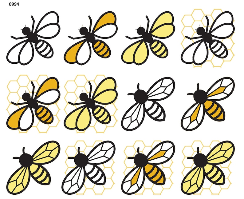 Bright Multilayered Bees - Ceramic Decal - Overglaze Decal - Fusible ...