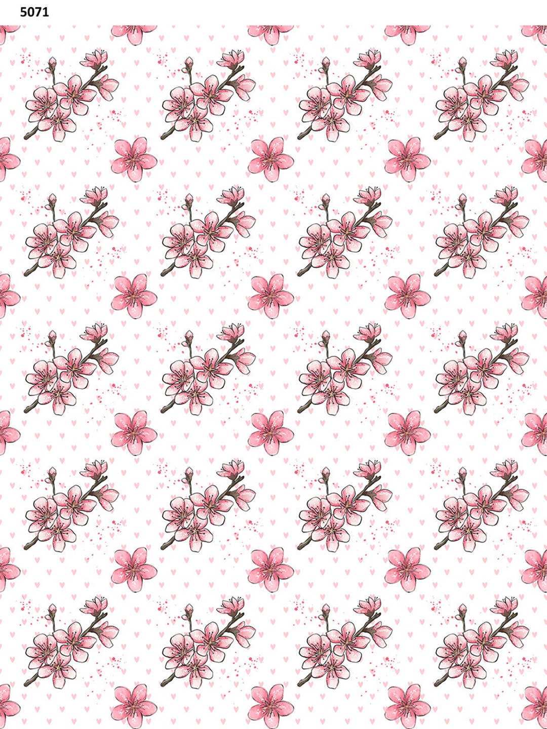 Seamless Heartful Cherry Blossom Pattern - Ceramic Decal - Overglaze ...