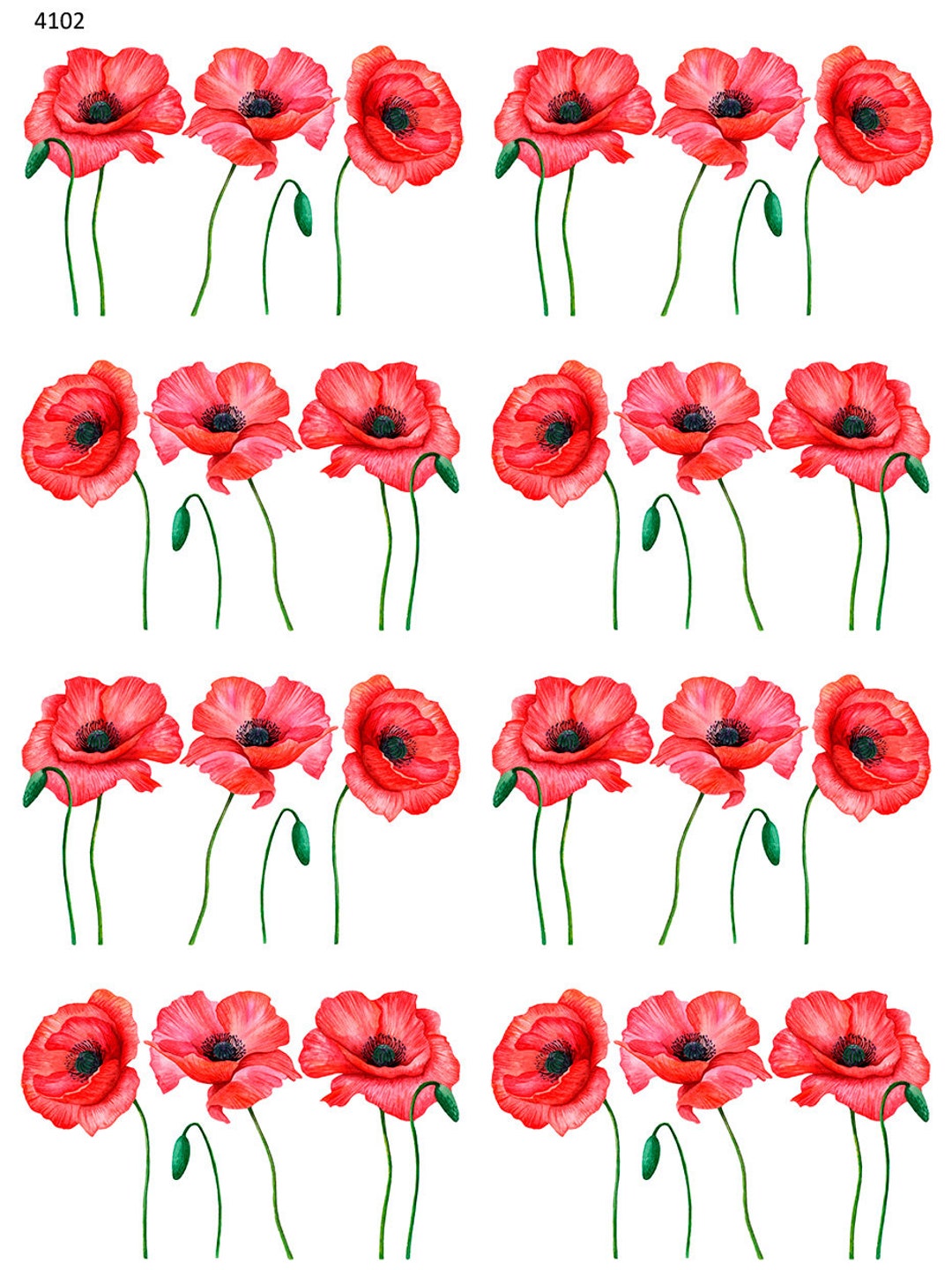 Growing Poppies Ceramic Decal Overglaze Decal Fusible Decal Food Safe ...