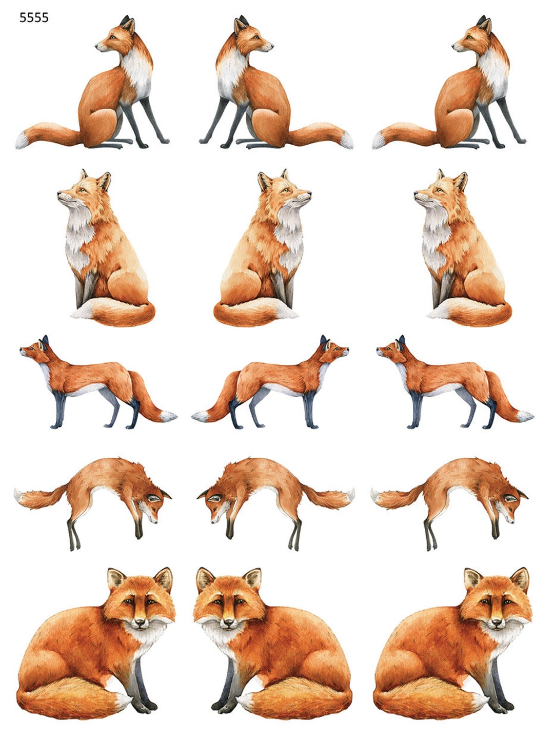 Red Foxes Ceramic Decal Overglaze Decal Fusible Decal - Etsy