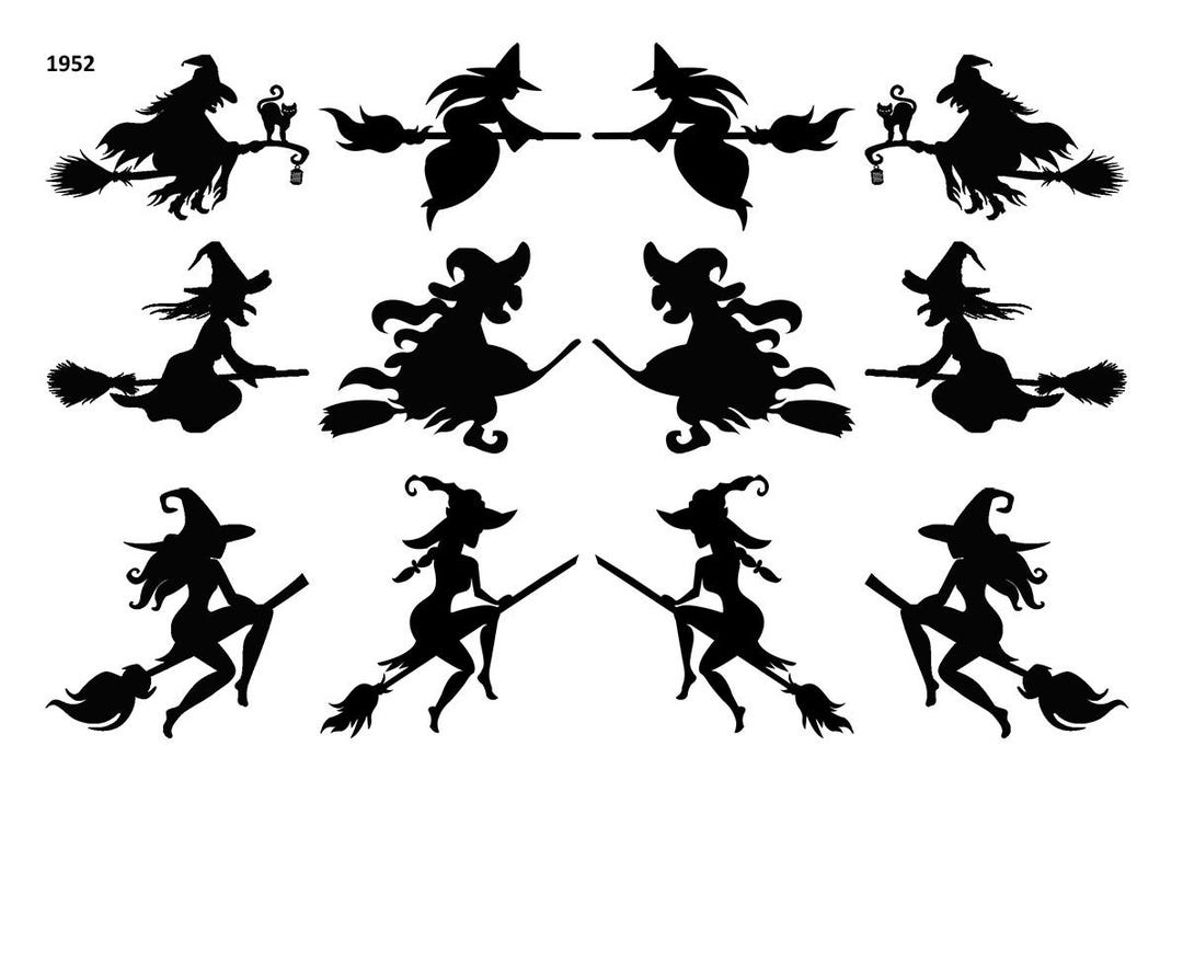 Broom Riding Witches - Ceramic Decal - Overglaze Decal - Fusible Decal ...