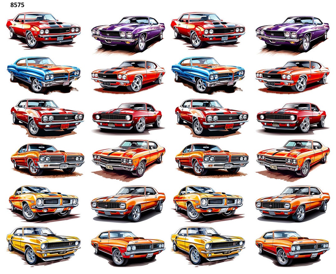 Muscle Cars - Ceramic Decal - Overglaze Decal - Fusible Decal - Food ...