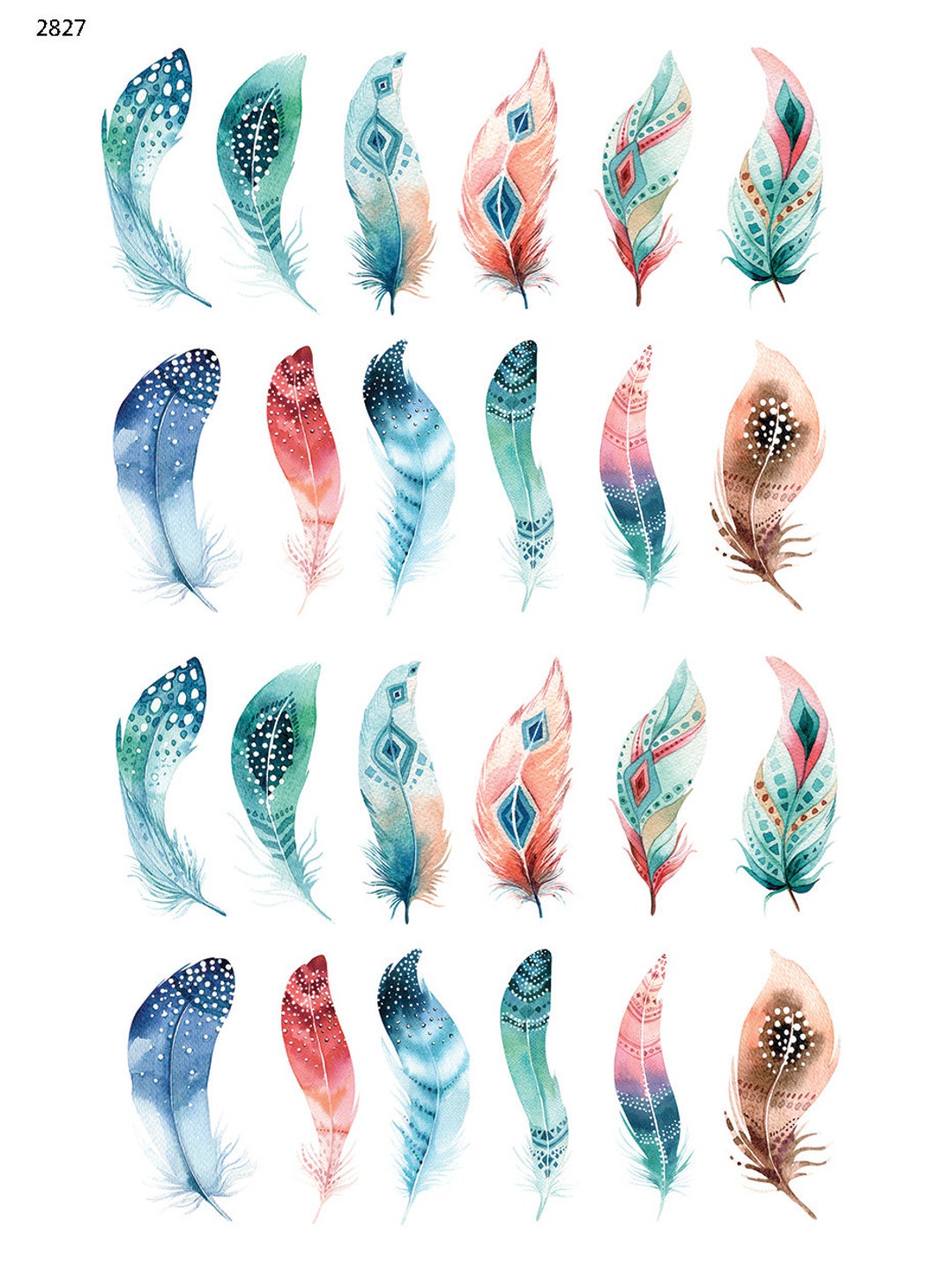 Chromatic Feathers Ceramic Decal Overglaze Decal Fusible Decal Food ...