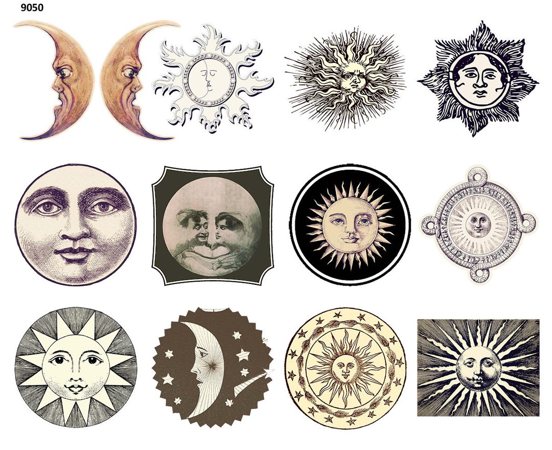 Moony Faces With the Sun - Ceramic Decal - Overglaze Decal - Fusible ...