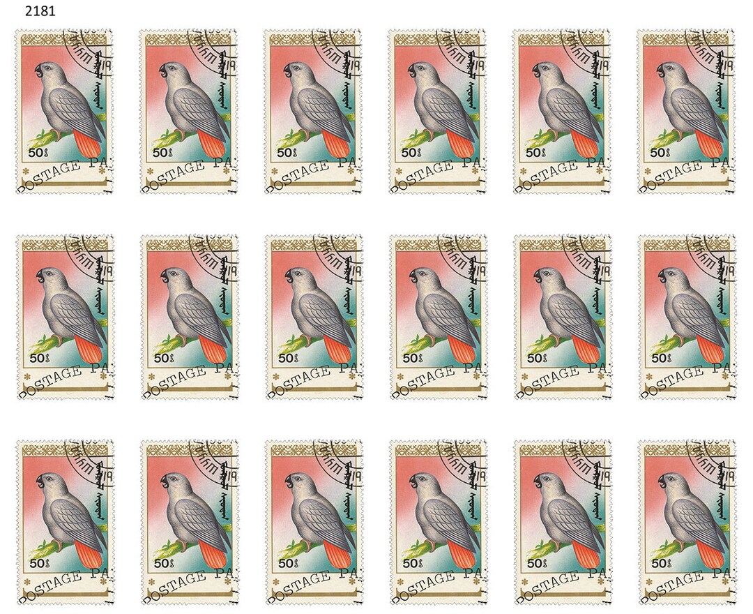 Parrot Postage Paid Stamp - Ceramic Decal - Overglaze Decal - Fusible ...