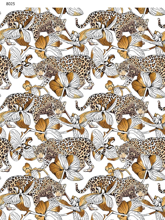 Seamless Jaguar With Orchid Pattern Ceramic Decal - Etsy
