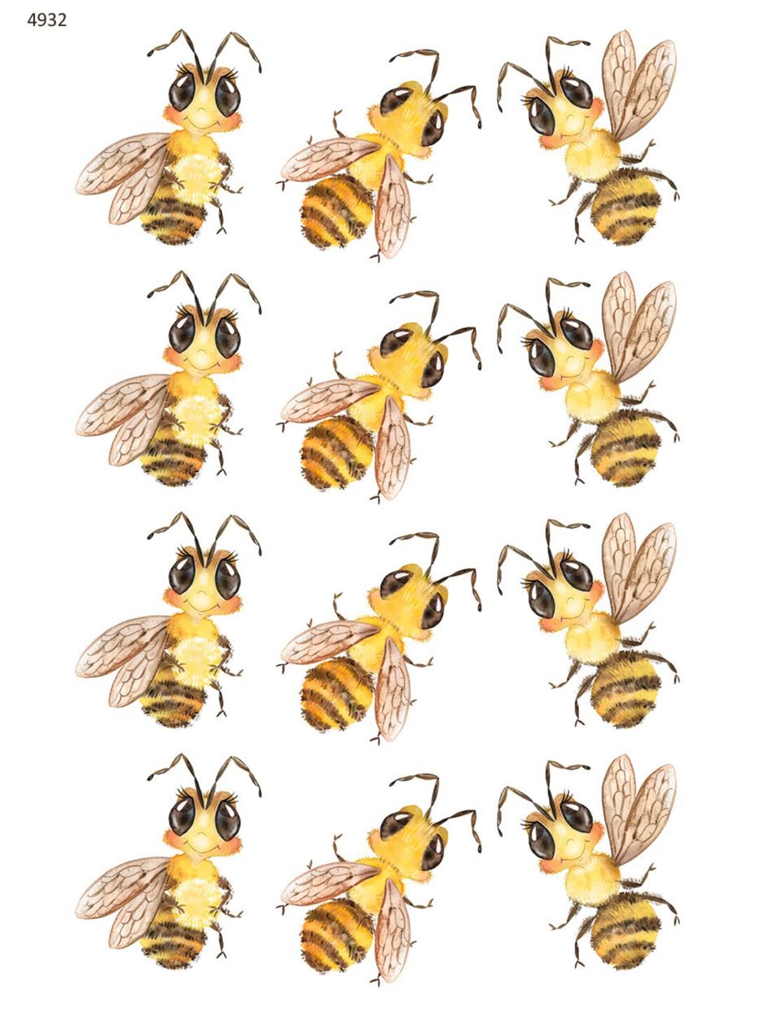 Cute Bees - Ceramic Decal - Overglaze Decal - Fusible Decal - Food Safe ...
