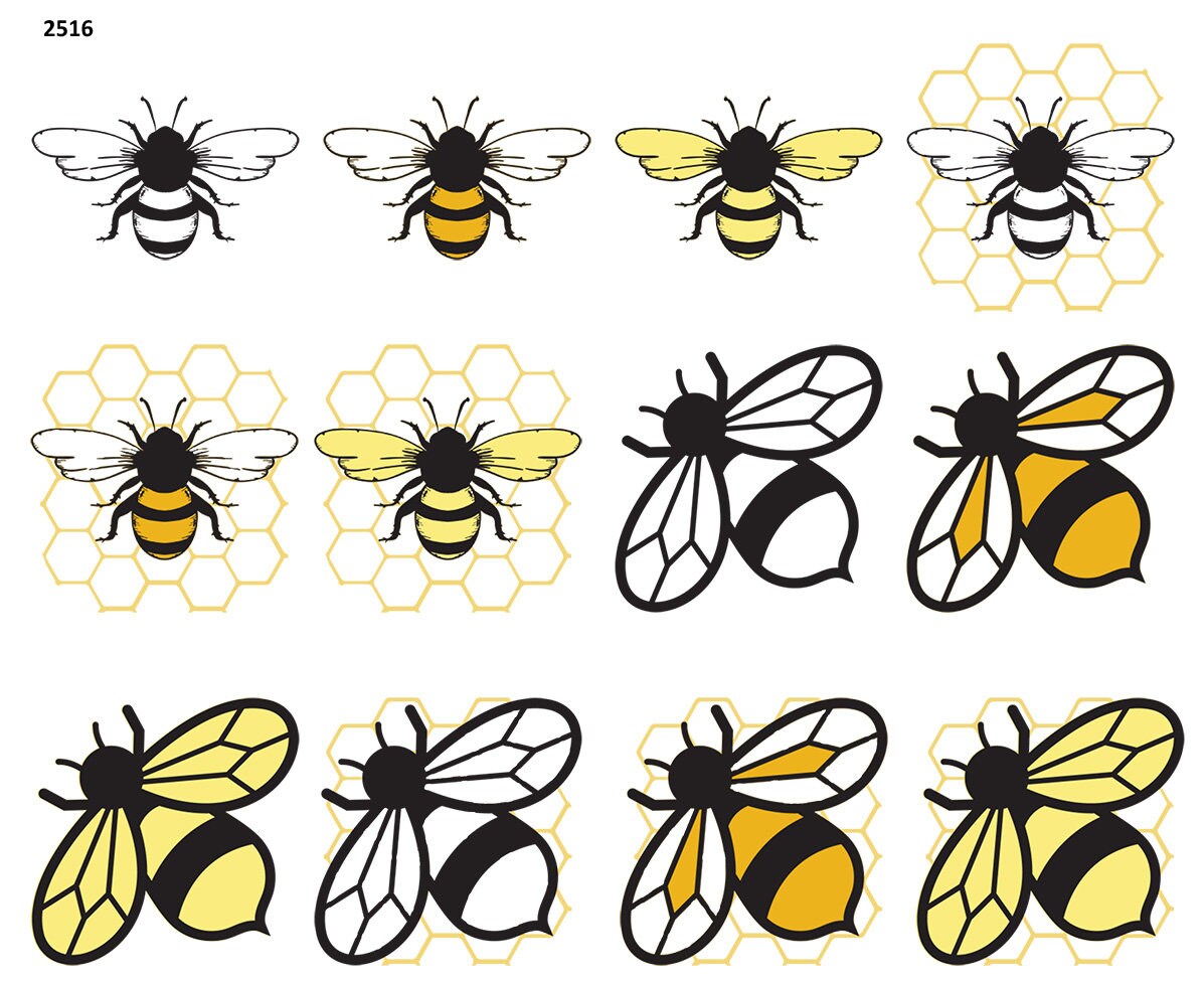 Bright Multilayered Swarm of Bees - Ceramic Decal - Overglaze Decal ...
