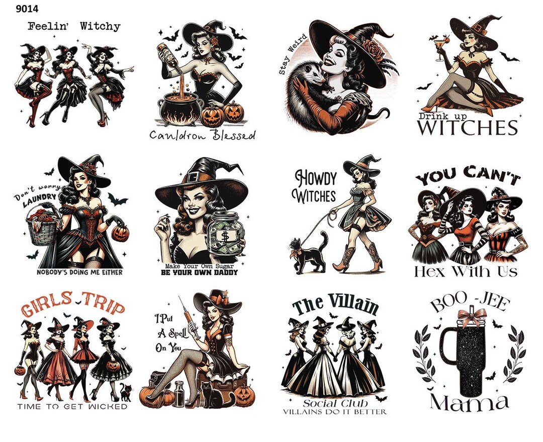 Vintage Halloween Witches - Ceramic Decal - Overglaze Decal - Fusible ...