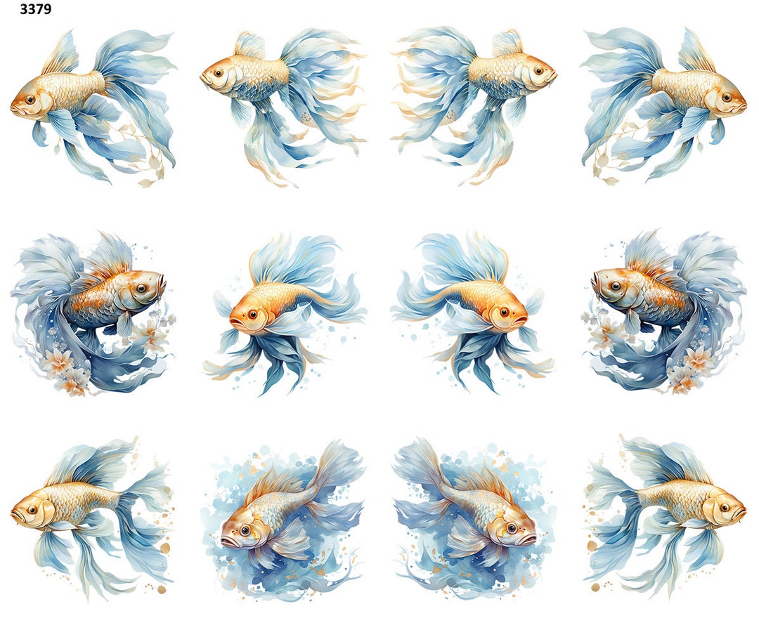 Light Blue Carp - Ceramic Decal - Overglaze Decal - Fusible Decal ...