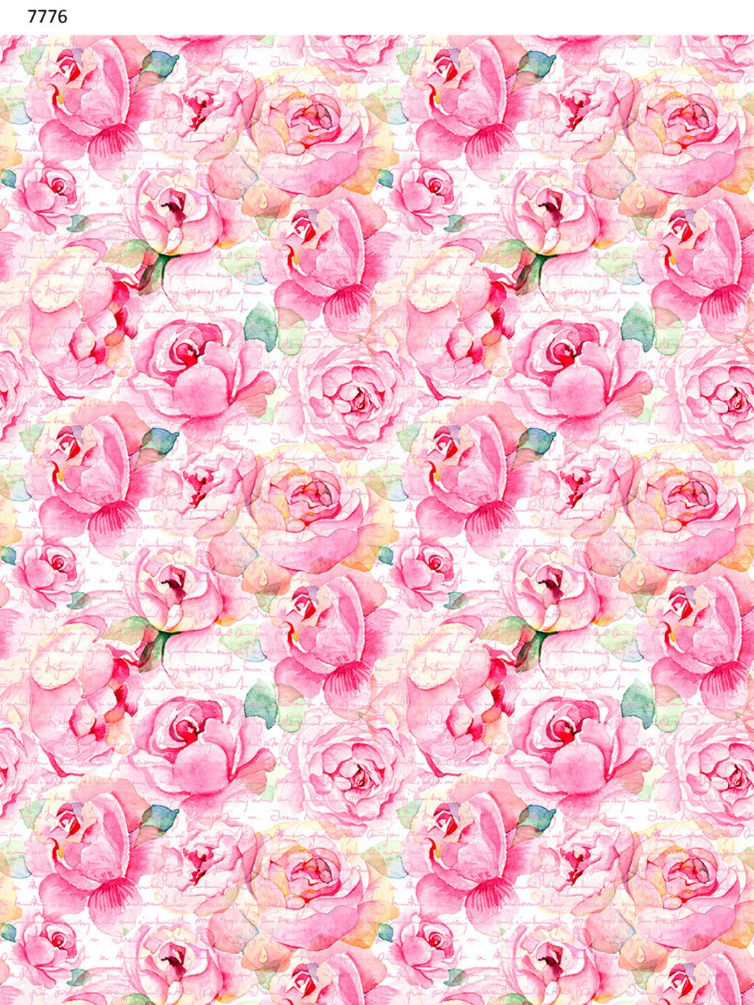 Seamless Pink Roses Script Pattern - Ceramic Decal - Overglaze Decal ...