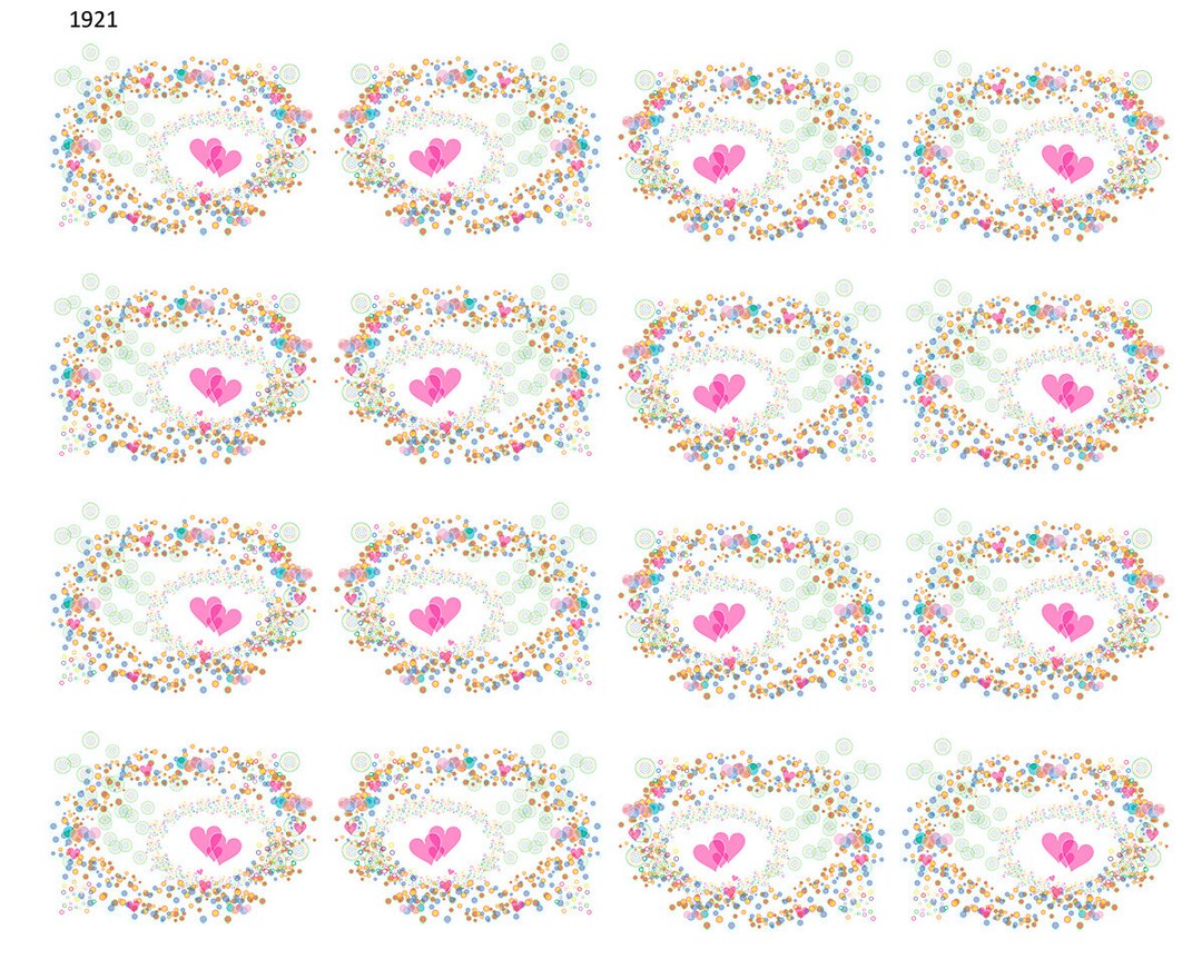 Bubbling Hearts - Ceramic Decal - Overglaze Decal - Fusible Decal - Food Safe - Lead Free - 1921 ...