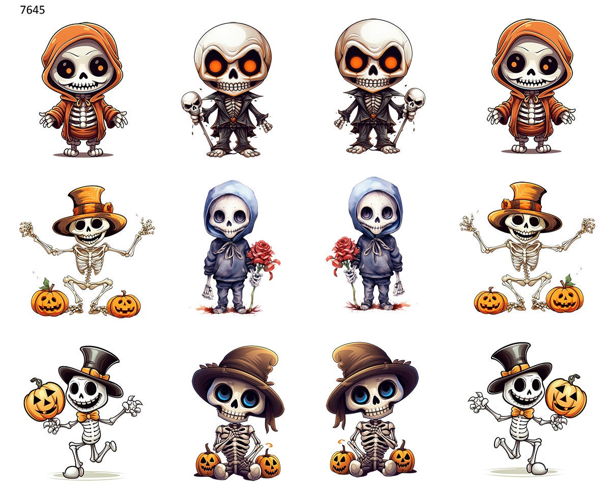 Halloween Skeletons II - Ceramic Decal - Overglaze Decal - Fusible ...