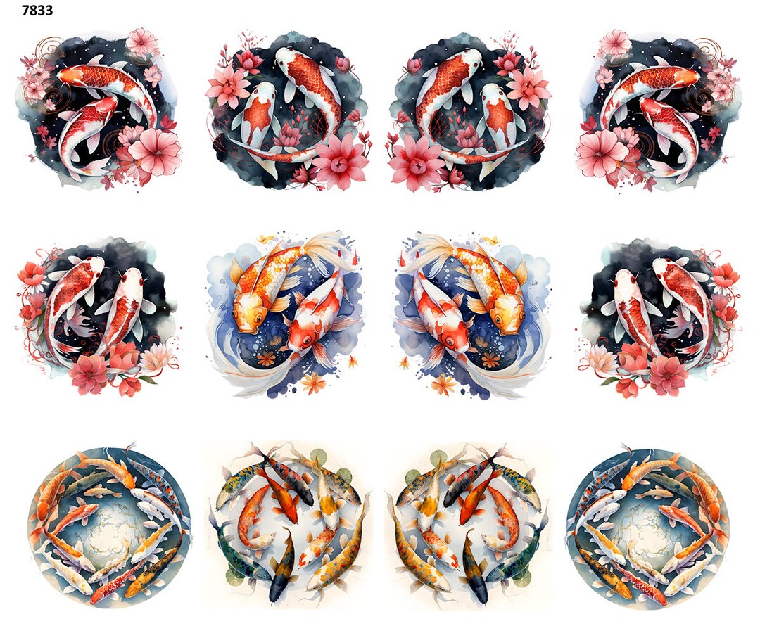School of Koi Fish - Ceramic Decal - Overglaze Decal - Fusible Decal ...