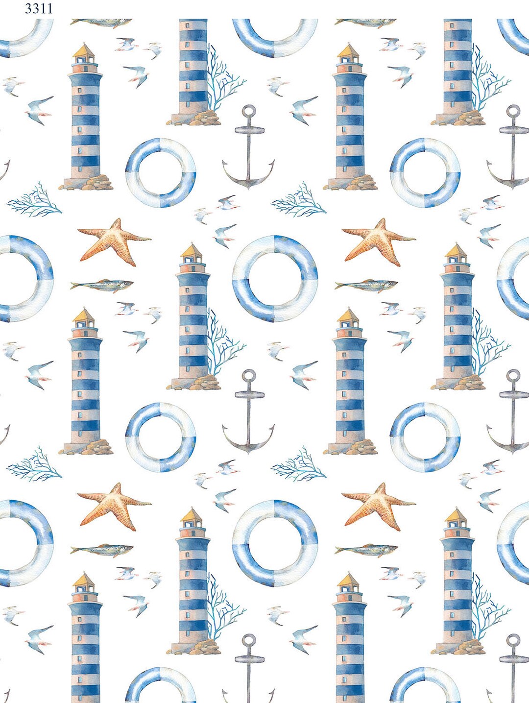 Seamless Nautical Pattern - Ceramic Decal - Overglaze Decal - Fusible ...