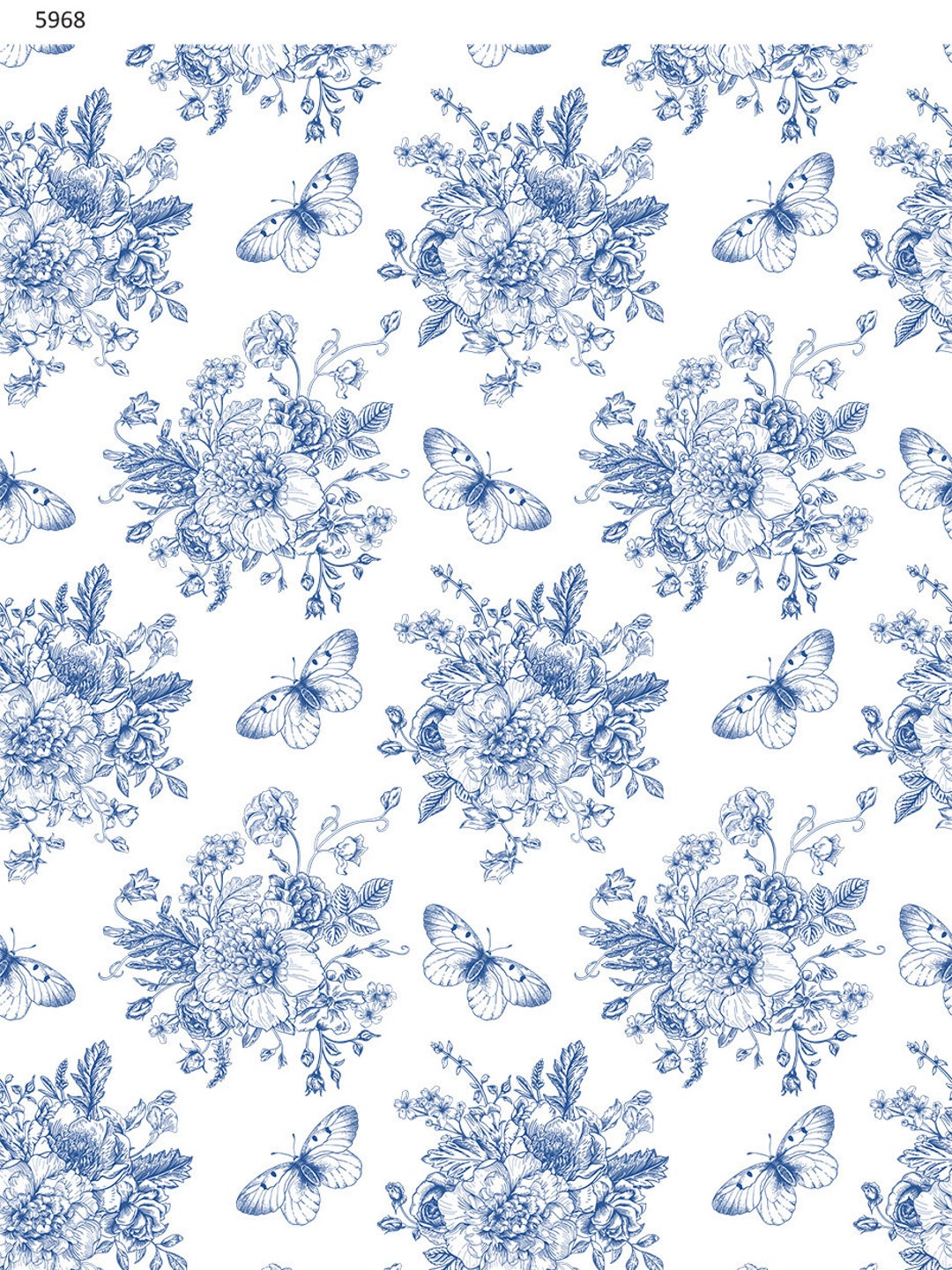 Seamless Bouquet of Blue Flower Pattern Ceramic Decal - Etsy