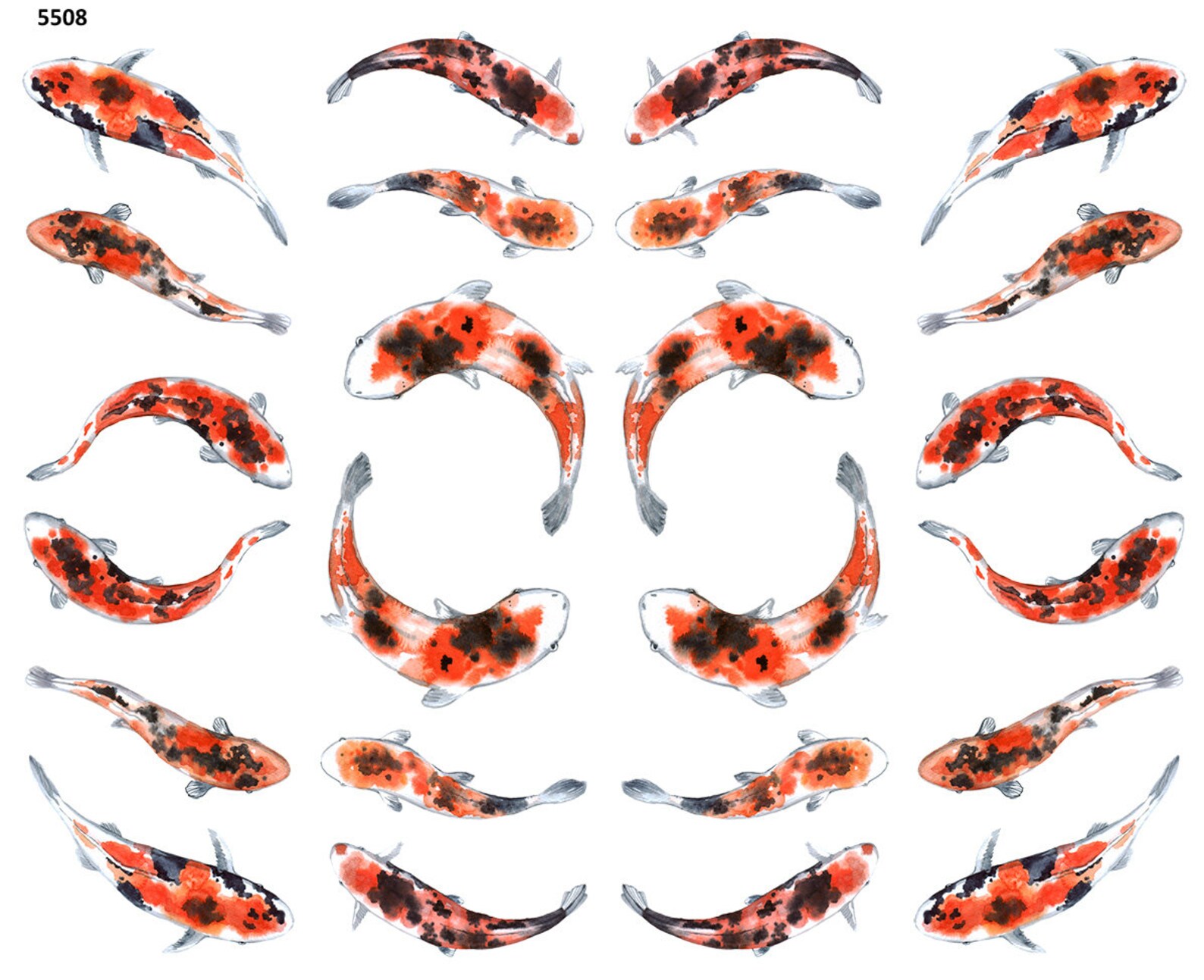 Watercolor Koi Fish Ceramic Decal Overglaze Decal Fusible Decal Food ...