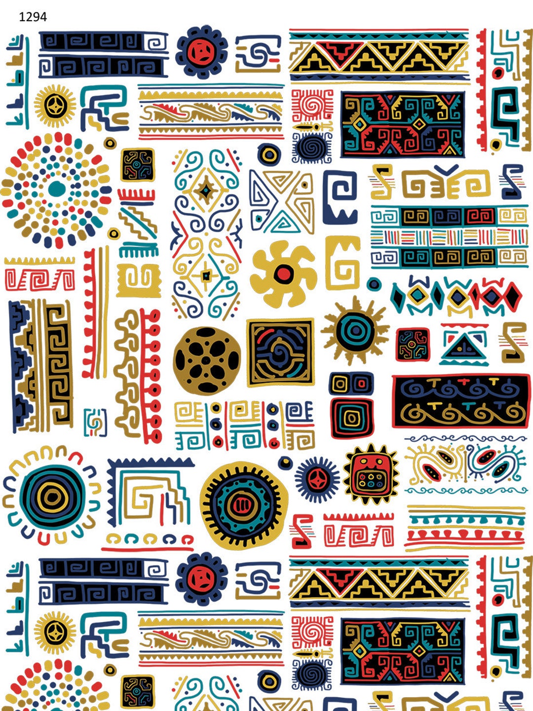 Retro Mayan Style Pattern - Ceramic Decal - Overglaze Decal - Fusible ...