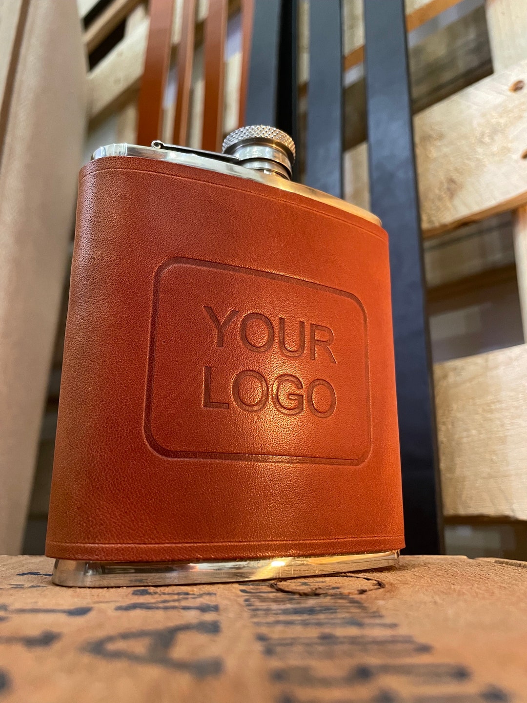 Personalized Leather Wrapped Flask With Full Grain Leather for ...