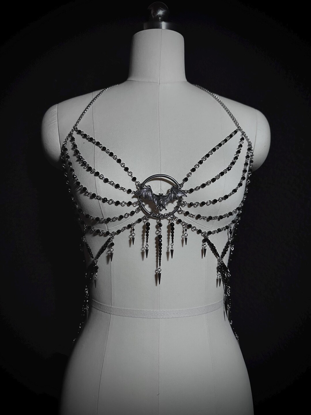 Webbed Glass & Obsidian Bat Harness - Etsy