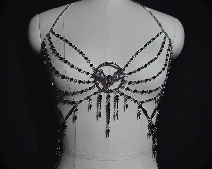 Webbed Glass & Obsidian Bat Harness - Etsy