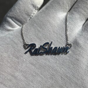 Gold Cursive Name Plate W/ Chain Solid Gold Custom Name Plate Pendants ...