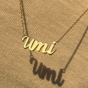 Gold Cursive Name Plate W/ Chain Solid Gold Custom Name Plate Pendants ...