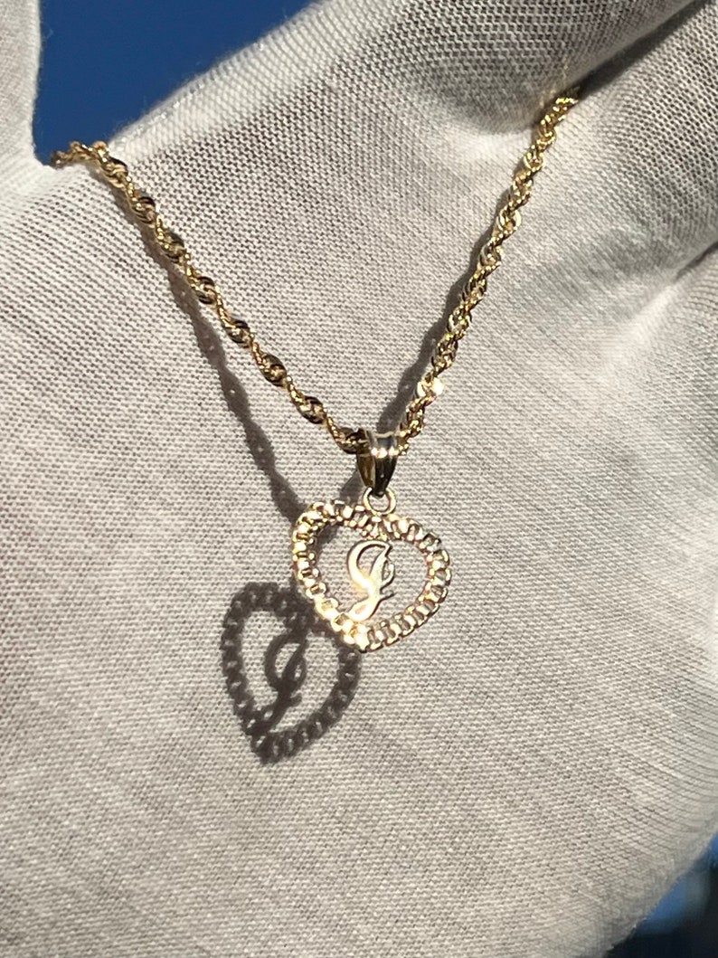10k Yellow Gold Heart Shaped Rolex Style Initial Pendant W/ - Etsy