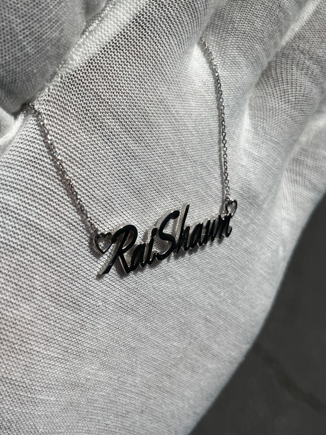 Gold Cursive Name Plate W/ Chain Solid Gold Custom Name Plate Pendants ...