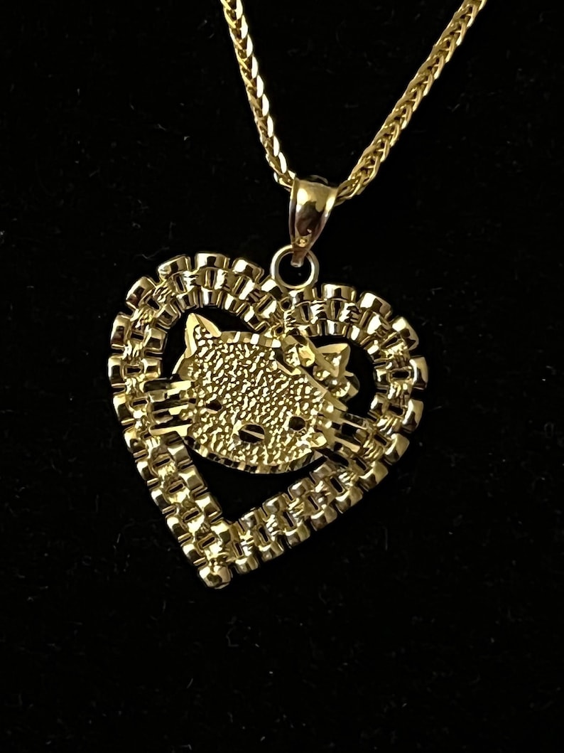 10k Solid Yellow Gold Heart Shaped Rolex Style Hello Kitty Charm W ...