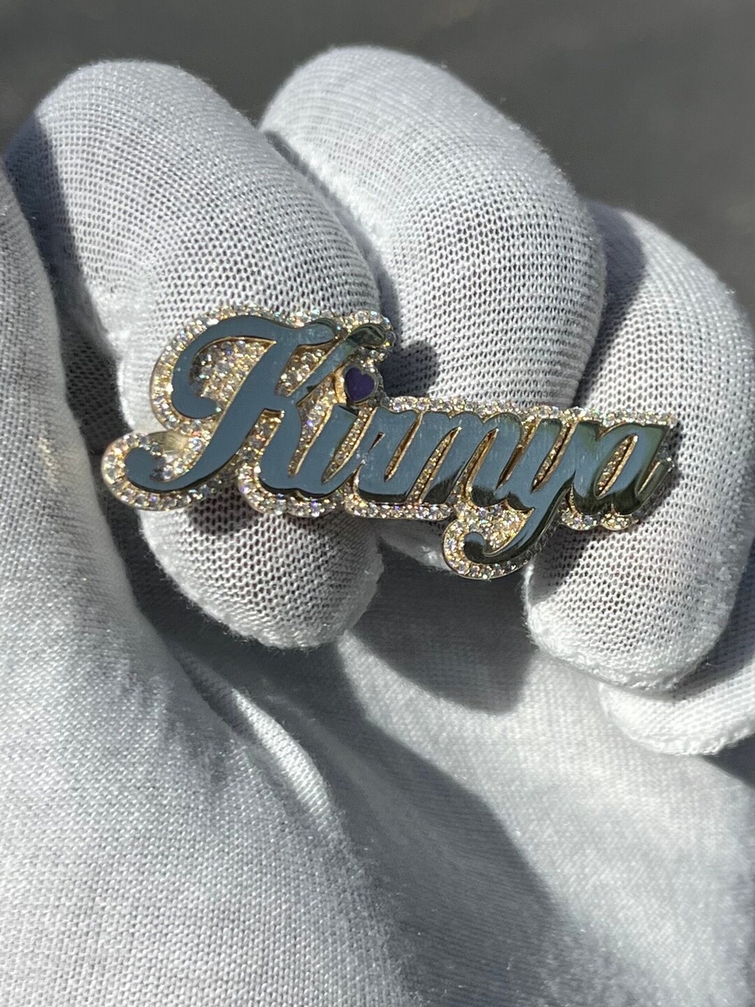 10k 14k Gold Natural Diamond Trimmed Gold Name Two Finger Ring ...