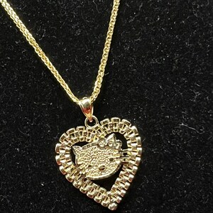 10k Solid Yellow Gold Heart Shaped Rolex Style Hello Kitty Charm W ...