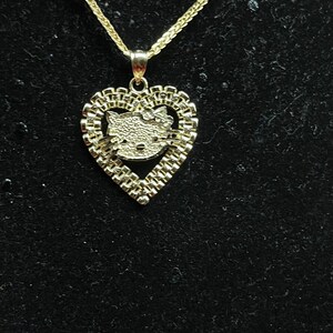 10k Solid Yellow Gold Heart Shaped Rolex Style Hello Kitty Charm W ...