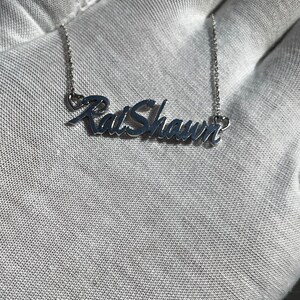 Gold Cursive Name Plate W/ Chain Solid Gold Custom Name Plate Pendants ...