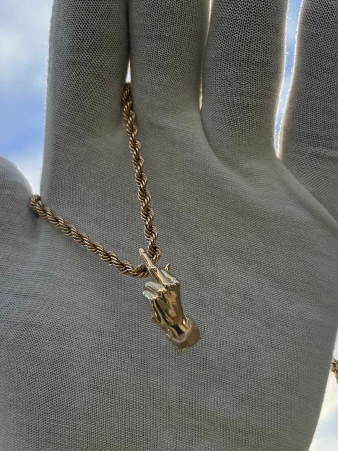 Solid Gold Middle Finger Pendant W/ Hidden Bail Gold F-U Finger Pendant ...
