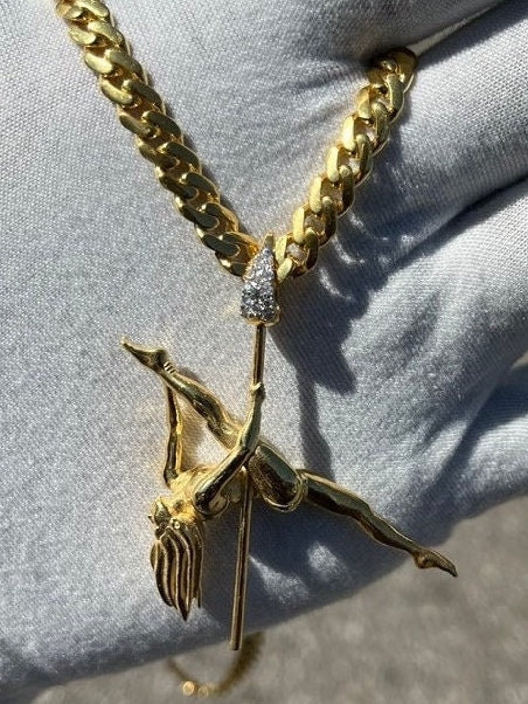 Solid Gold Spinning 3D Pole Dancer Pendant W/ Diamond Bail Solid Gold ...