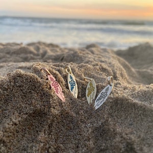 Solid Gold Glowing Enamel Aloha Surf Board Pendant, Colorful Beach ...